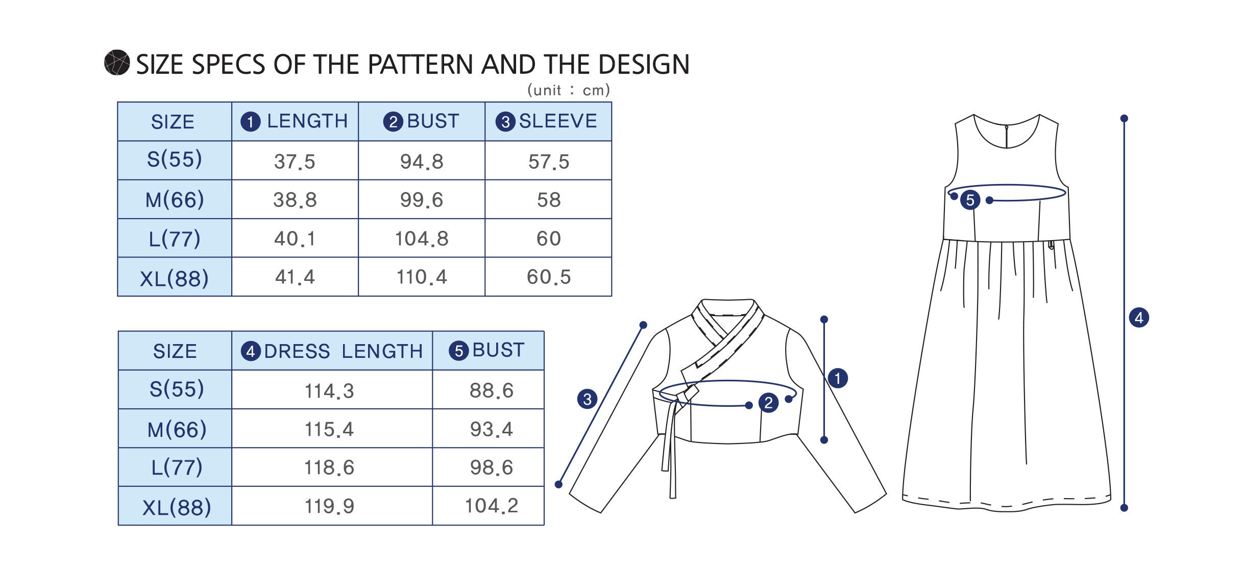 Pattern for Women] Korea Traditional Modern Dress, Hanbok, Actual Size ...
