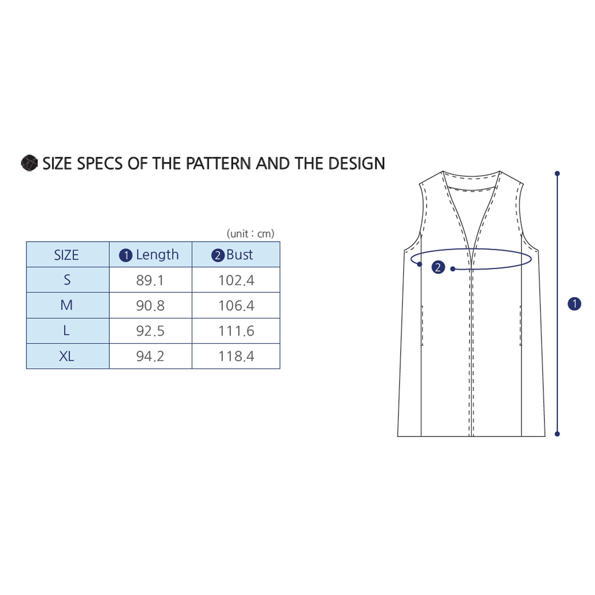 Pattern for Womansimple and Elegant Long Vest Actual Size - Etsy