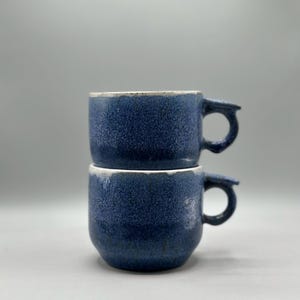 10.5 Oz Blue, Ergonomic Grip Ceramic Mugs, Elegant Handmade Ceramic ...