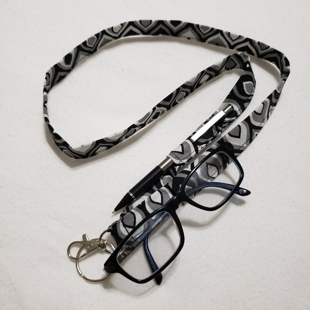 Black & White Peacock Eyes Lanyard With 2 Pen Loops Glasses - Etsy UK