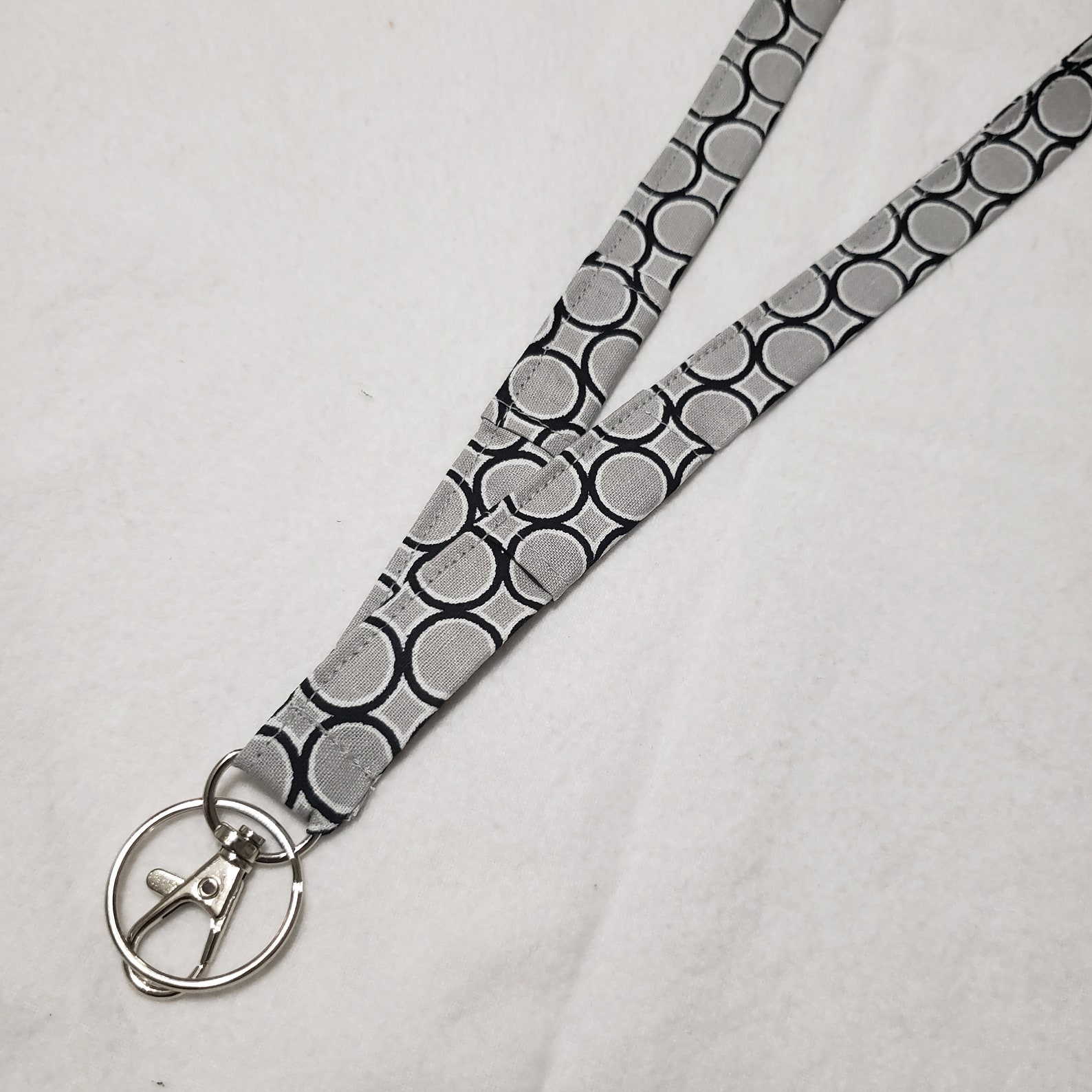 Black Circles on Gray Lanyard With 2 Pen Loops Glasses Loop - Etsy