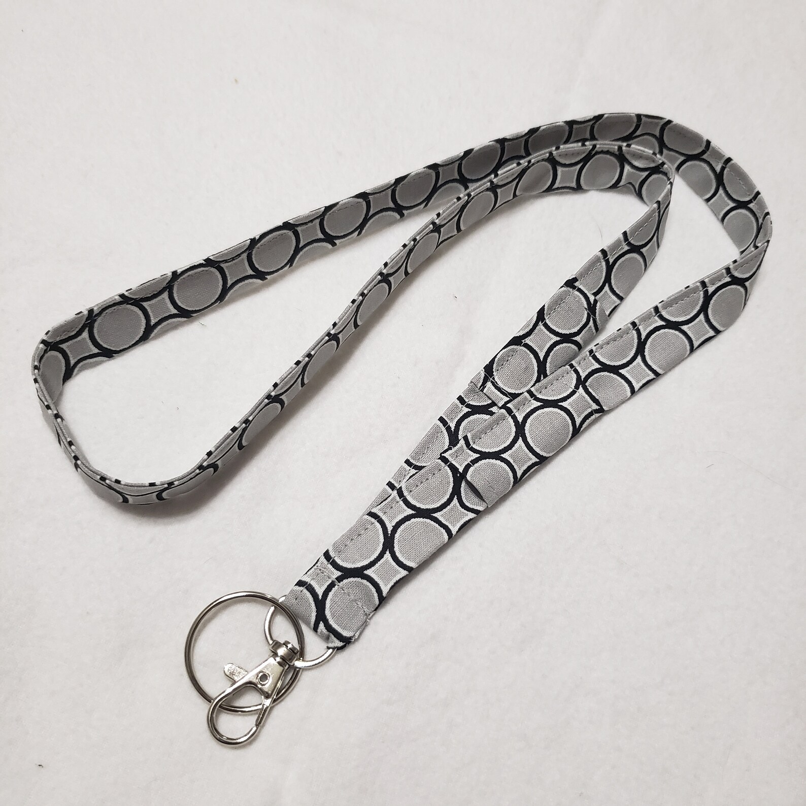 Black Circles on Gray Lanyard With 2 Pen Loops Glasses Loop - Etsy