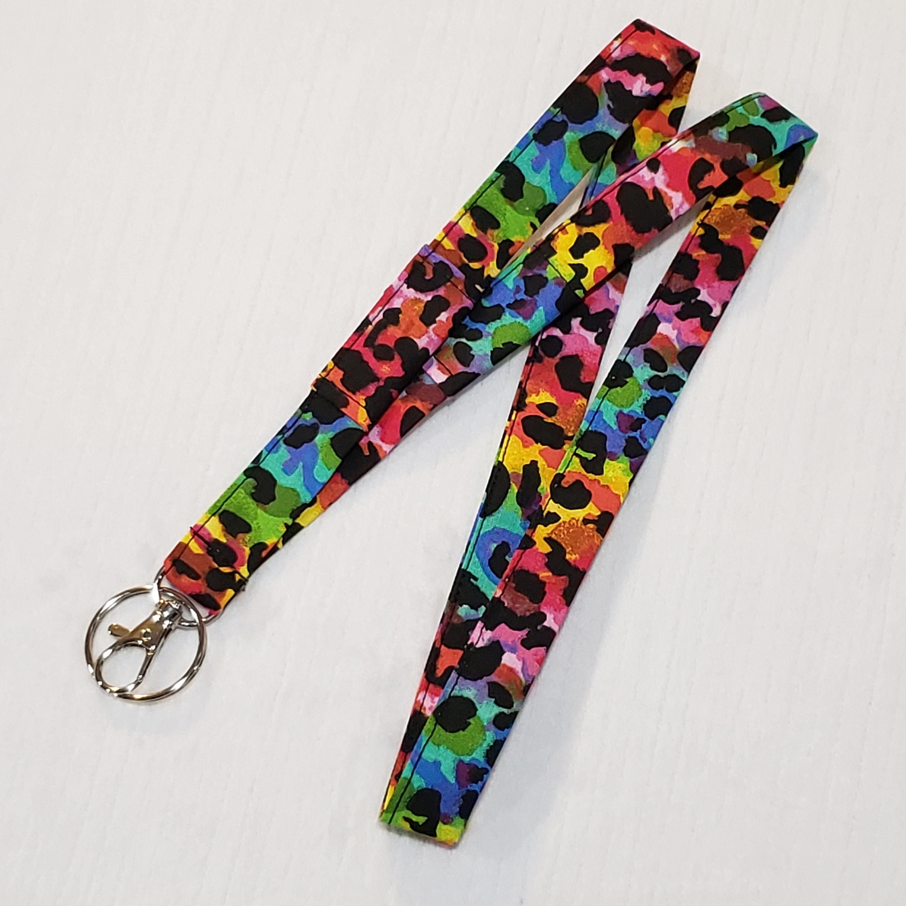 Rainbow Cheetah Lanyard With 2 Pen Loops, Glasses Loop, Badge and Key ...
