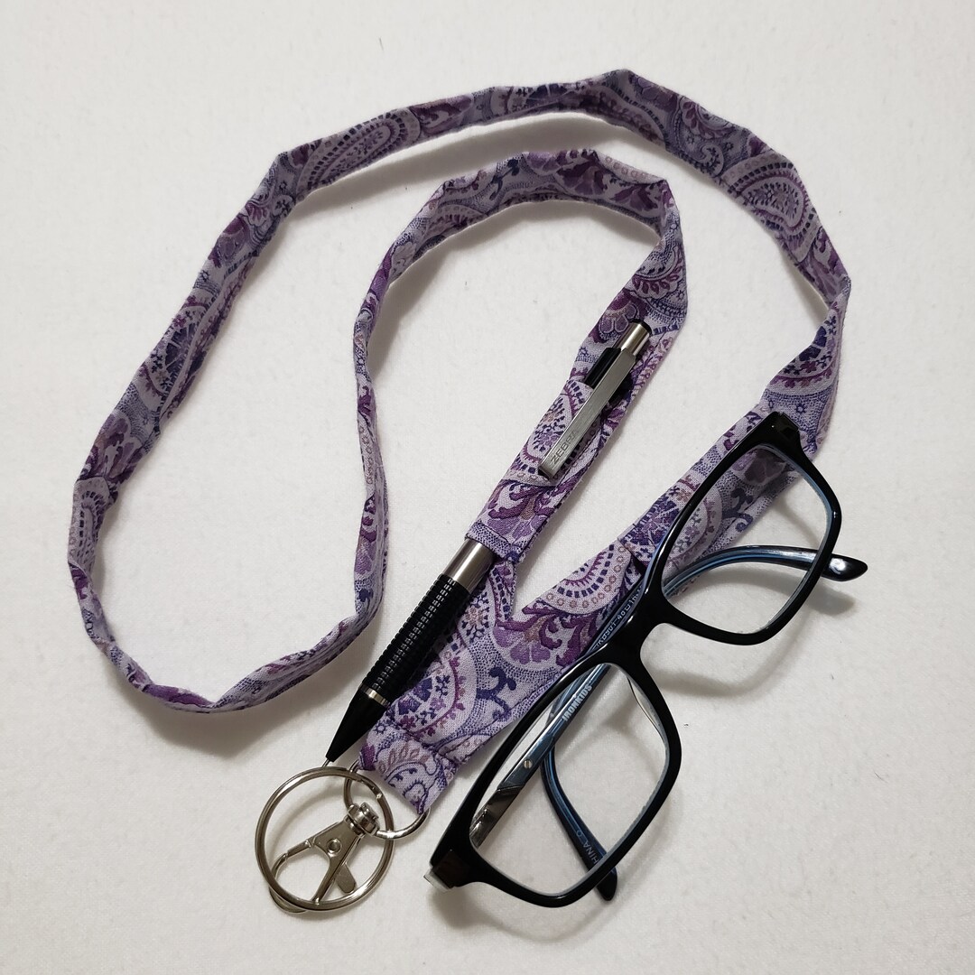 Purple Paisley Cotton Lanyard: ID Badge & Key Holder With Pen/glasses ...