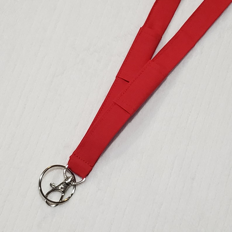 Solid Scarlet Red Lanyard With 2 Pen Loops, Glasses Loop, Badge and Key ...