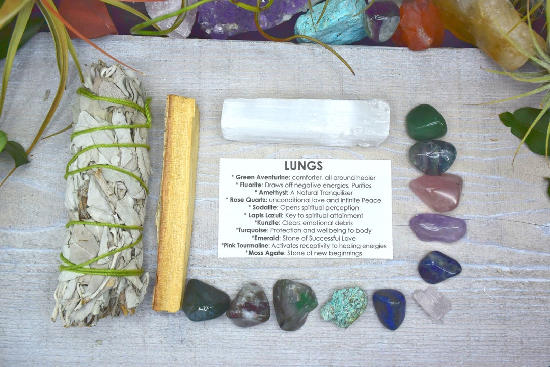 Breathe Freely With Our Lungs Crystal Kit - 11 Gemstones, Sage, Palo ...