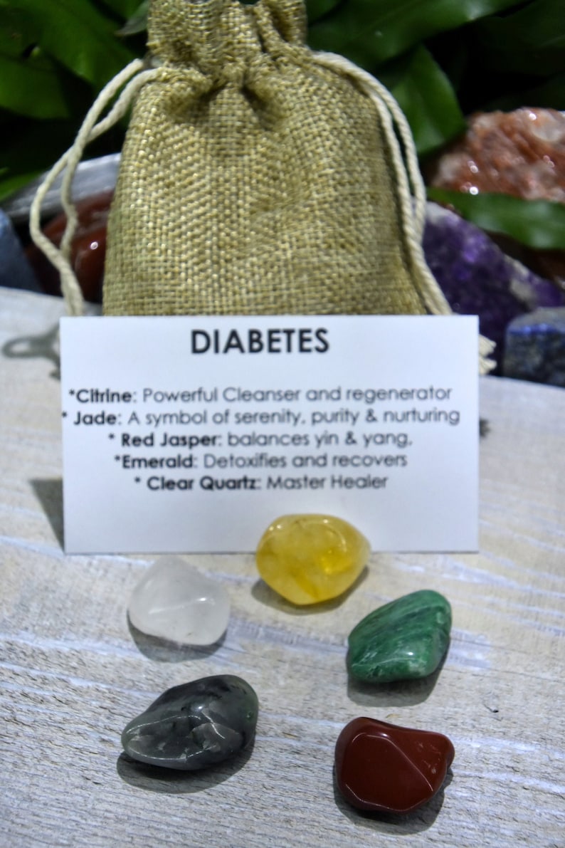Diabetes Gemstones Kit - Citrine, Jade, Red Jasper, Emerald, Clear ...
