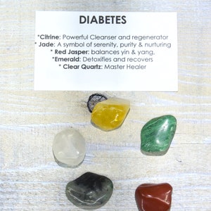 Diabetes Gemstones Kit - Citrine, Jade, Red Jasper, Emerald, Clear ...