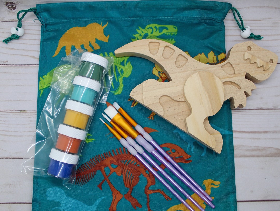 Wooden T-rex Paint Kit (bag Included) - Etsy