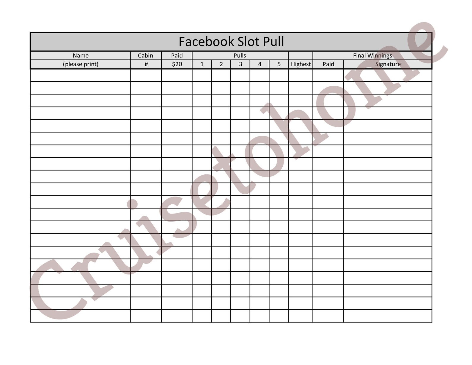 Cruise Facebook Slot Pull Tracking Sheet. - Etsy