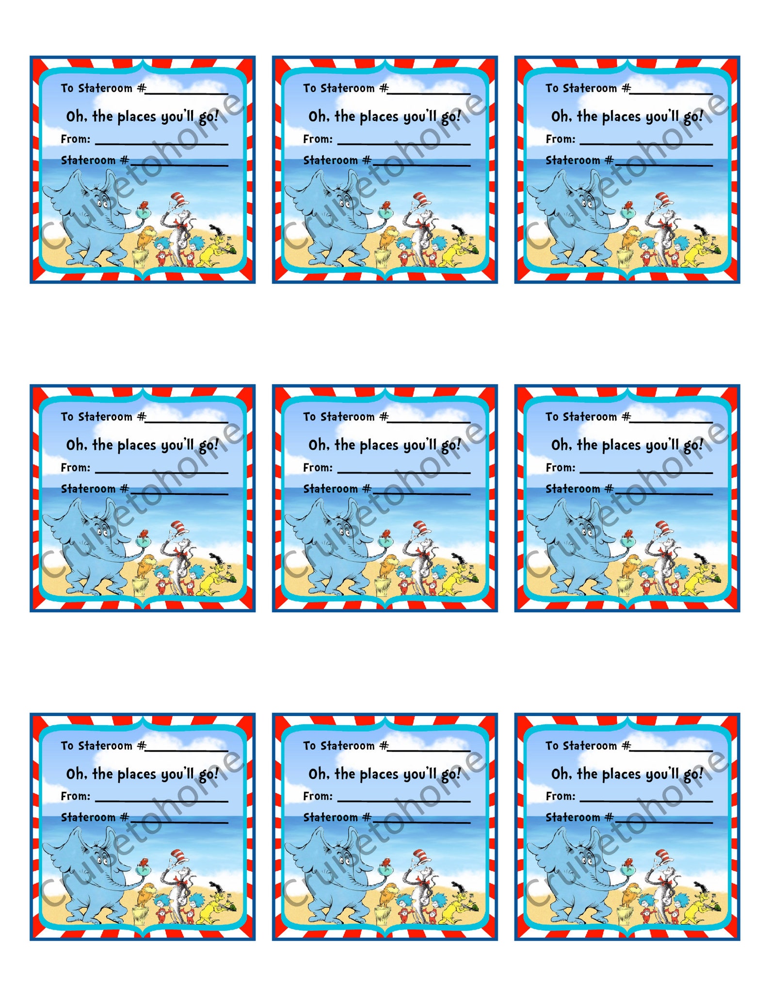 Cruise Gift Exchange Tag Carnival Theme - Etsy