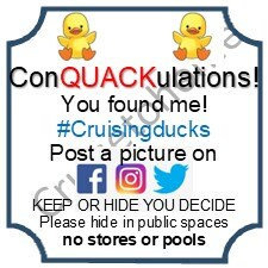 Cruising Duck Tag Print and Fill - Etsy