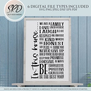 Family Rules Svg in This House SVG Cricut Silhouette - Etsy Canada