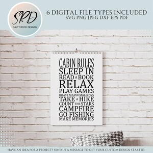 Cabin Rules SVG, Cabin Theme Decor, Cabin Decor and Signs, Modern Cabin ...