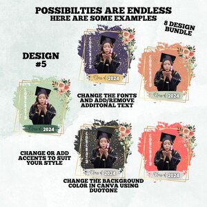 8 Editable Grad Shirt Template Bundle Canva Templates 2024 Grad Shirt ...