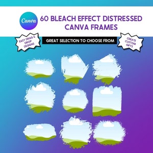 60 Distressed Canva Frames, Fillable Backgrounds, Drag and Drop Canva ...