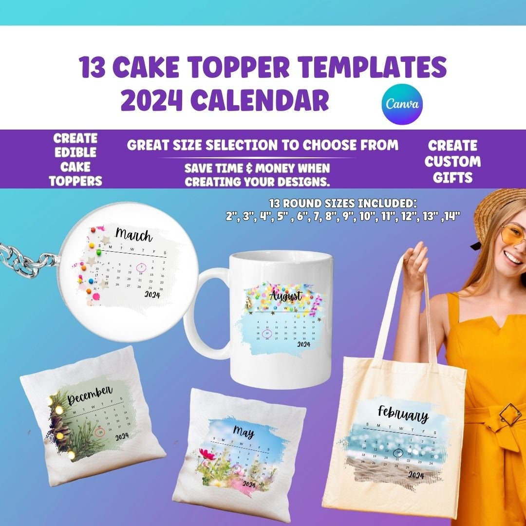 Cake Calendar, Burn Away Cake Topper Calendar Template, Custom Сake ...