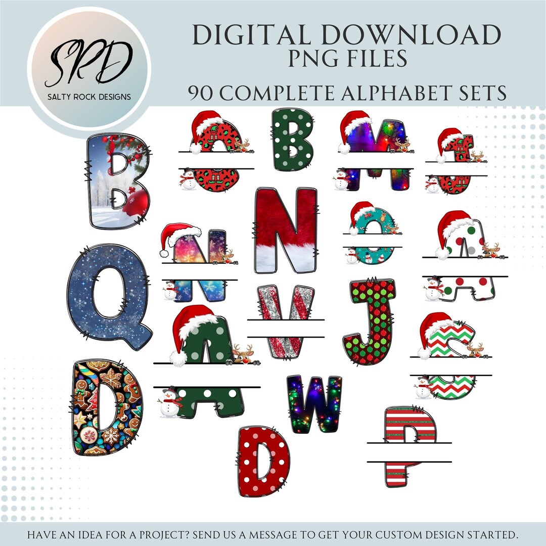 Doodle Letters, 90 Complete Sets of Christmas Doodle Letters, Christmas ...
