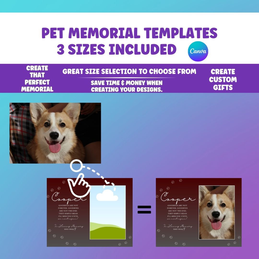 Pet Memorial Printable, Editable Pet Memorial File, Editable Pet ...