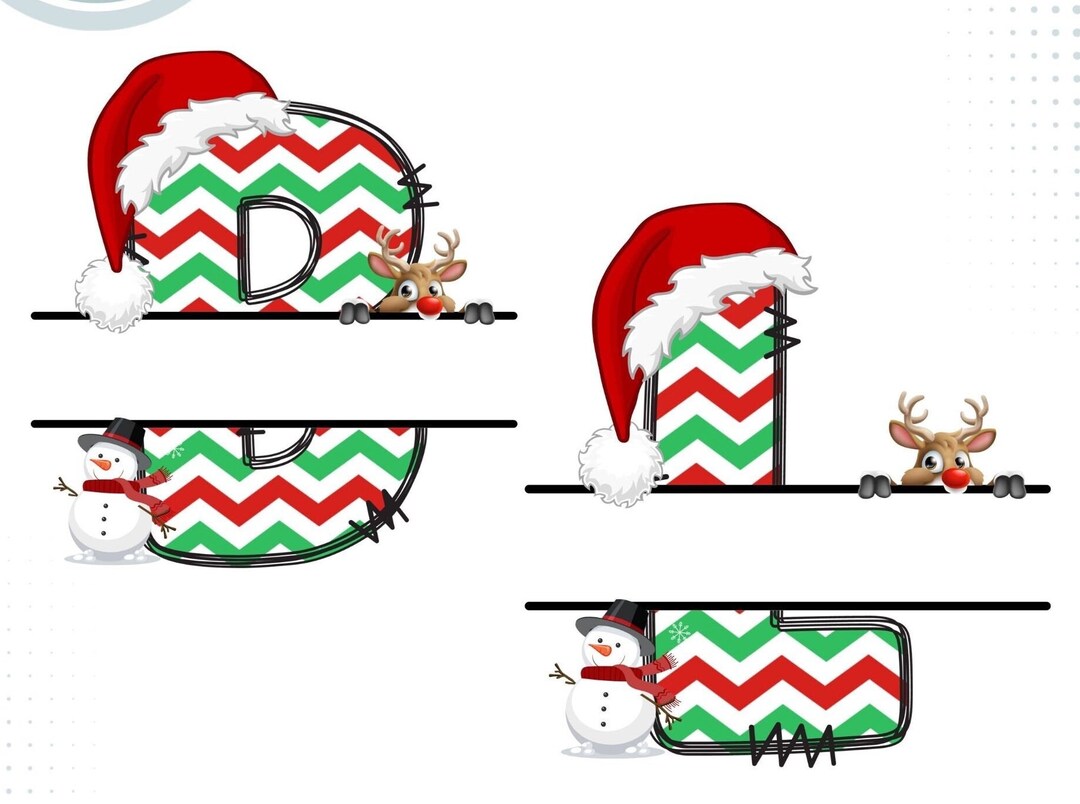 Split Christmas Monogram, Christmas Doodle Alphabet Set, Christmas ...