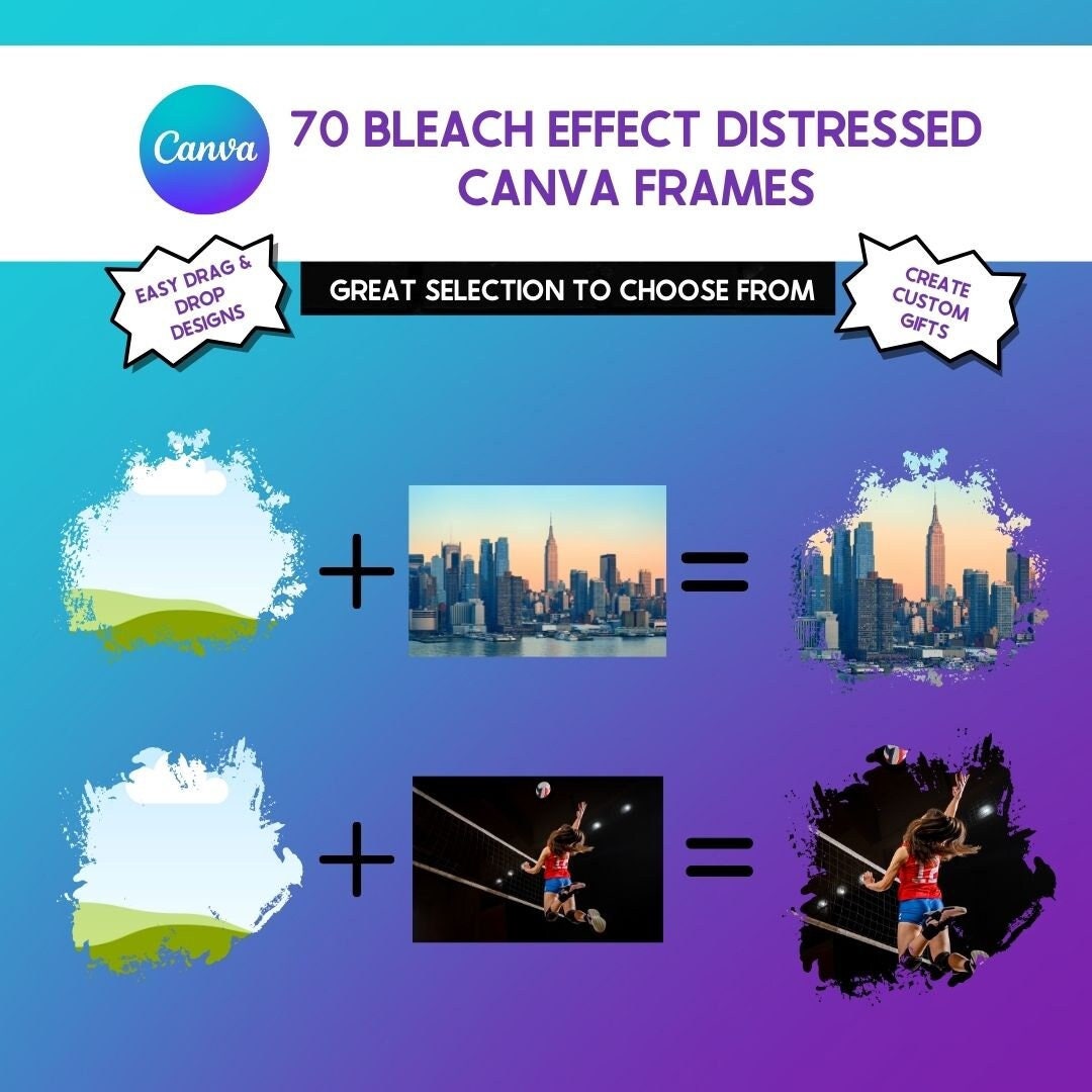 Bleach Effect Distressed Edge Canva Frames. 70 Frames. Fill Your Own ...