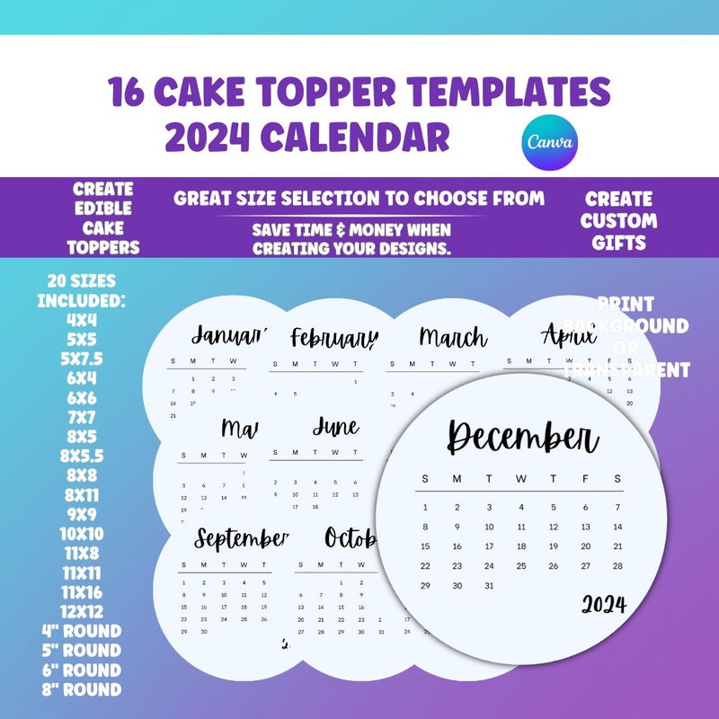 Printable Edible Calendar - Etsy