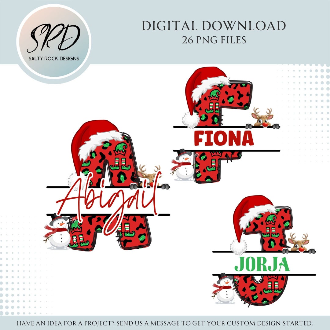Split Christmas Monogram, Christmas Doodle Alphabet Set, Christmas ...