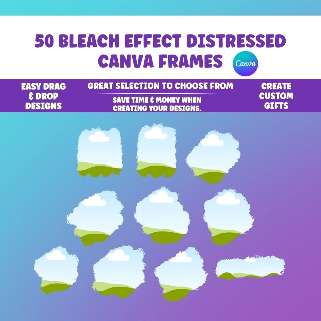 Bleach Effect Distressed Edge Canva Frames Fill Your Own Design in ...
