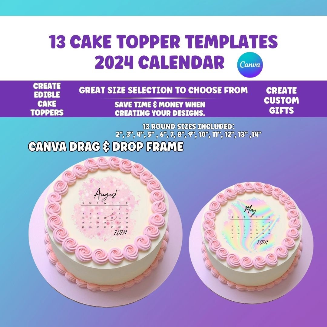 Cake Calendar, Burn Away Cake Topper Calendar Template, Custom Сake ...
