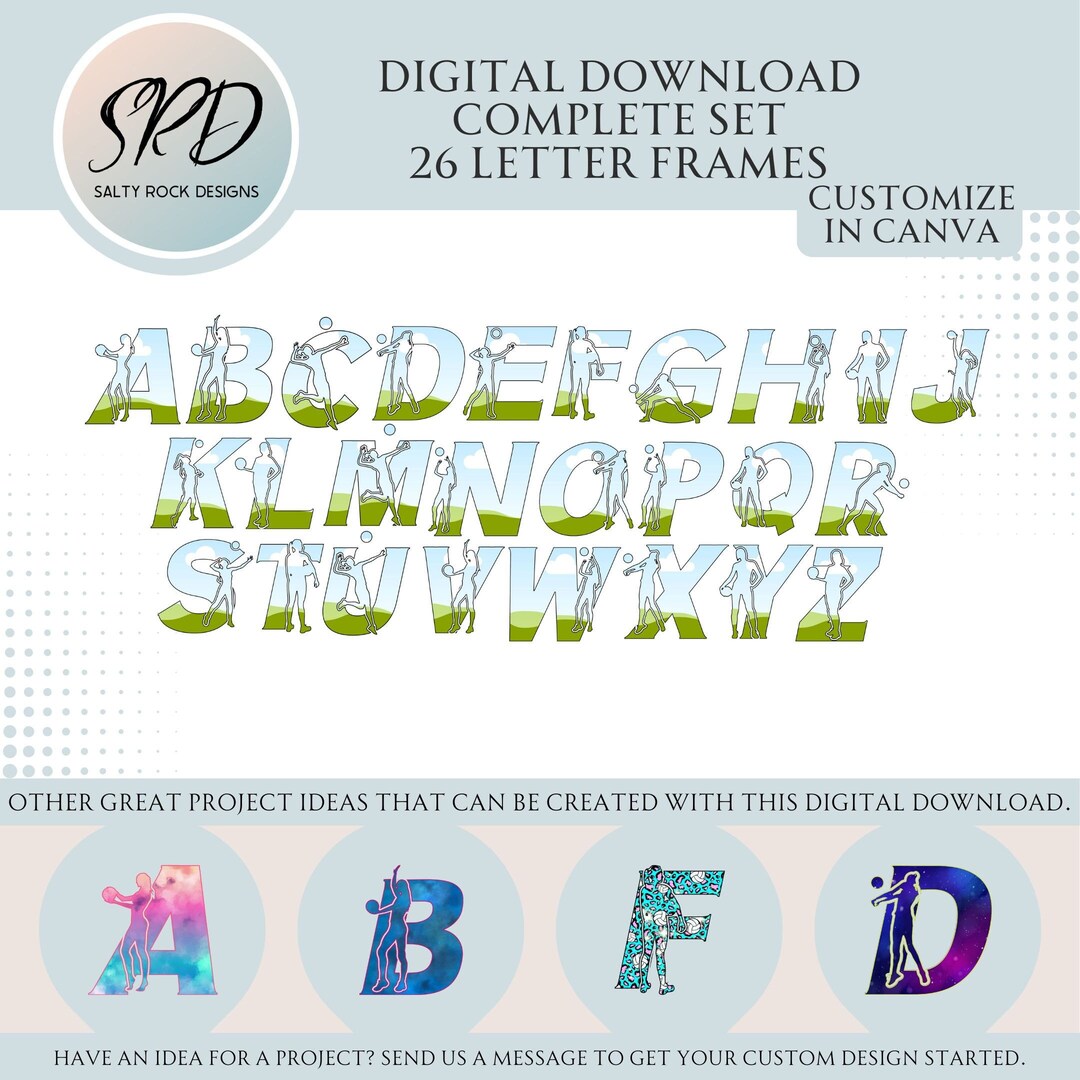 Canva Letter Frames, Volleyball Monogram Canva Frame, Fillable Letters ...