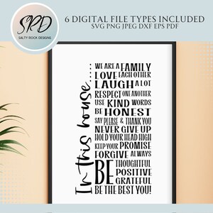 Family Rules Svg in This House SVG Cricut Silhouette Farmhouse Sign Svg ...