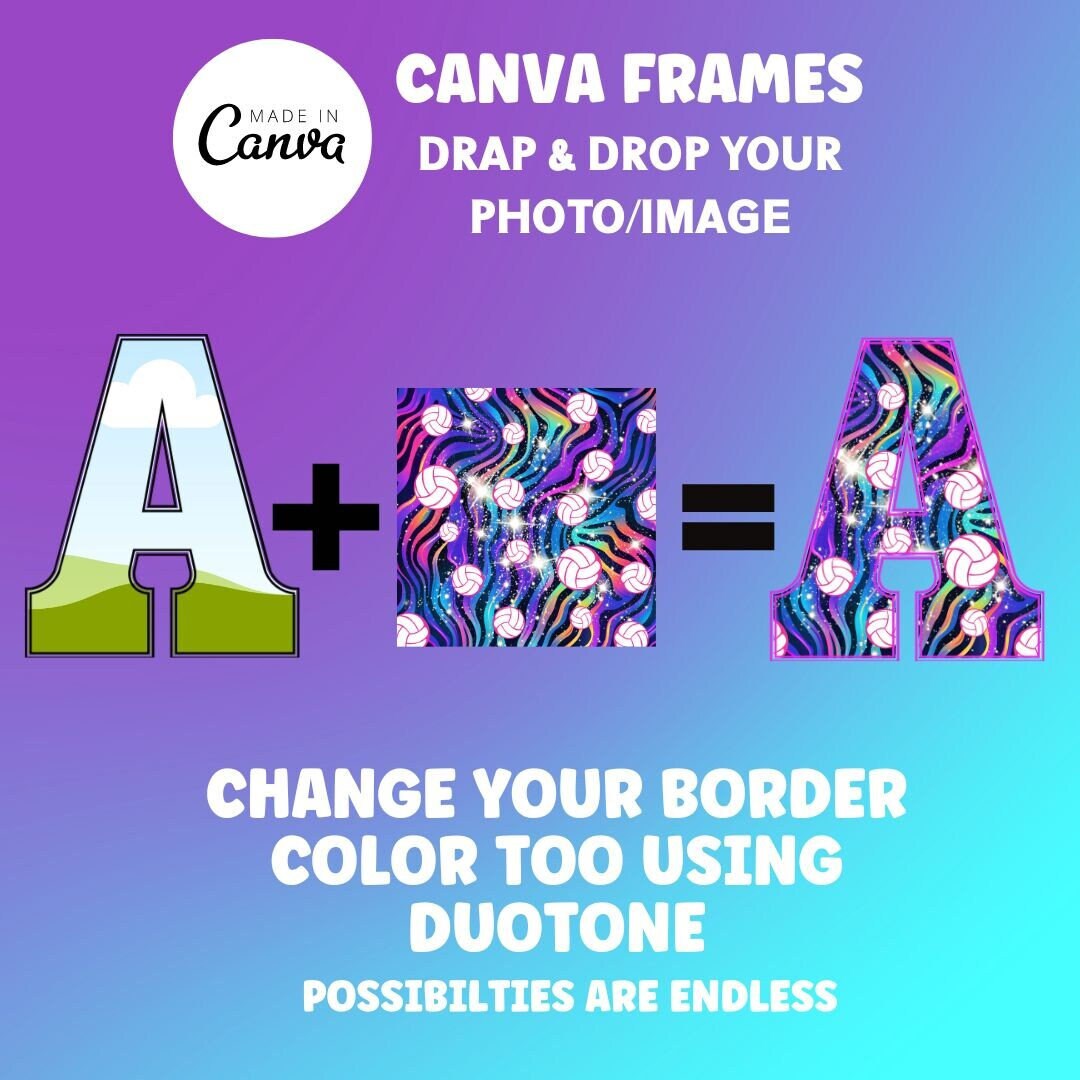 Fill Your Own Letter Frames on CANVA. Drag and Drop Alphabet, Editable ...