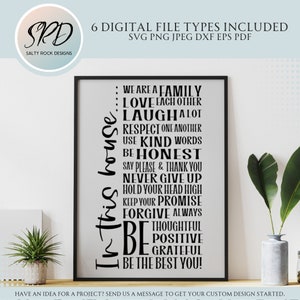 Family Rules Svg in This House SVG Cricut Silhouette Farmhouse Sign Svg ...