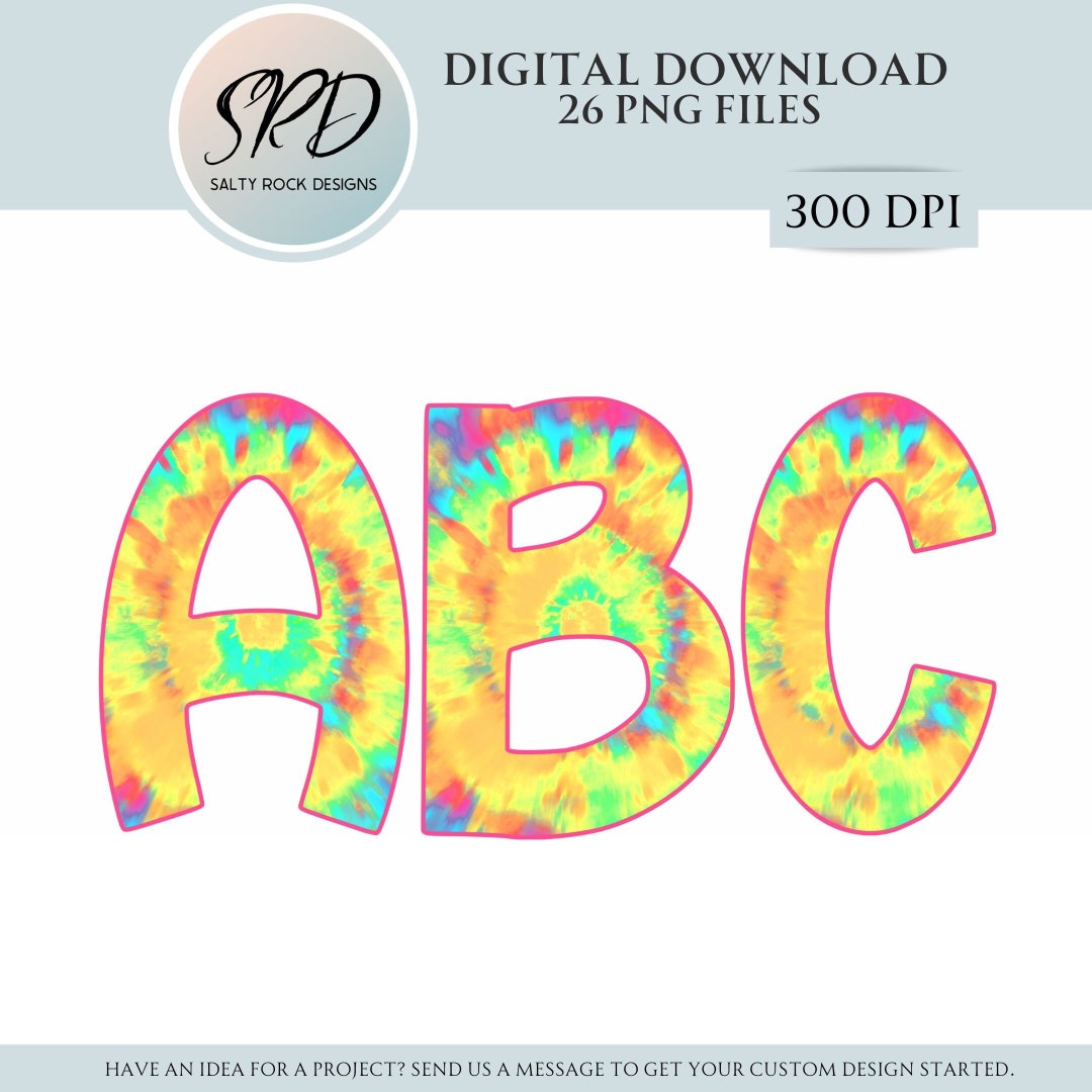 Tye Dye Monogram, Tye Dye Doodle Alphabet Set, Tye Dye Monogram PNG ...