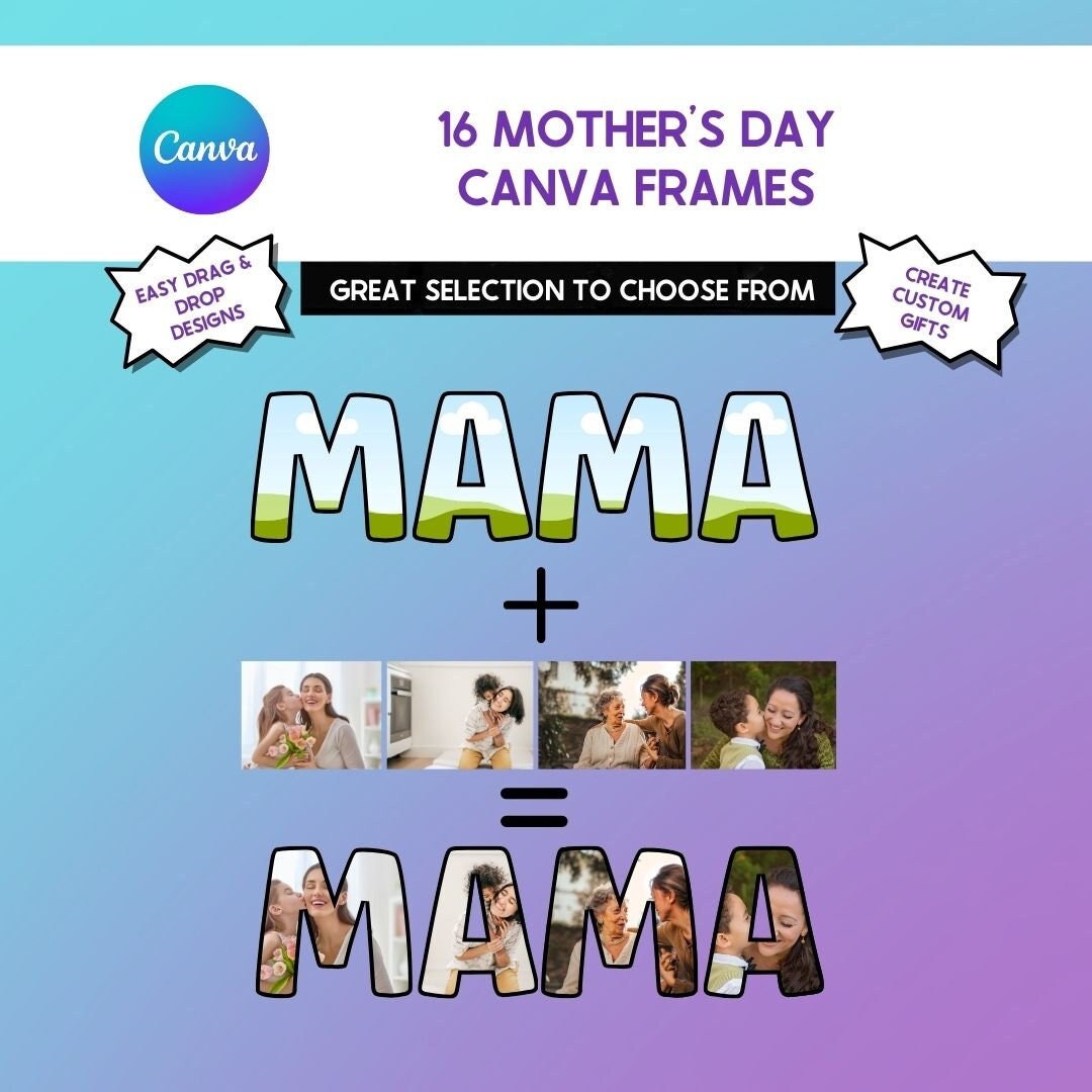 Mother's Day Canva Template, 16 Mom Canva Frame Bundle, Create ...