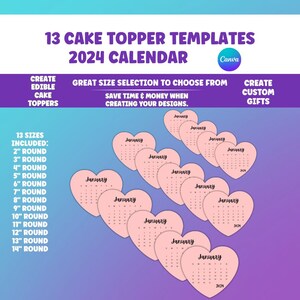 Cake Calendar, Burn Away Cake Topper Calendar Template,custom Heart ...