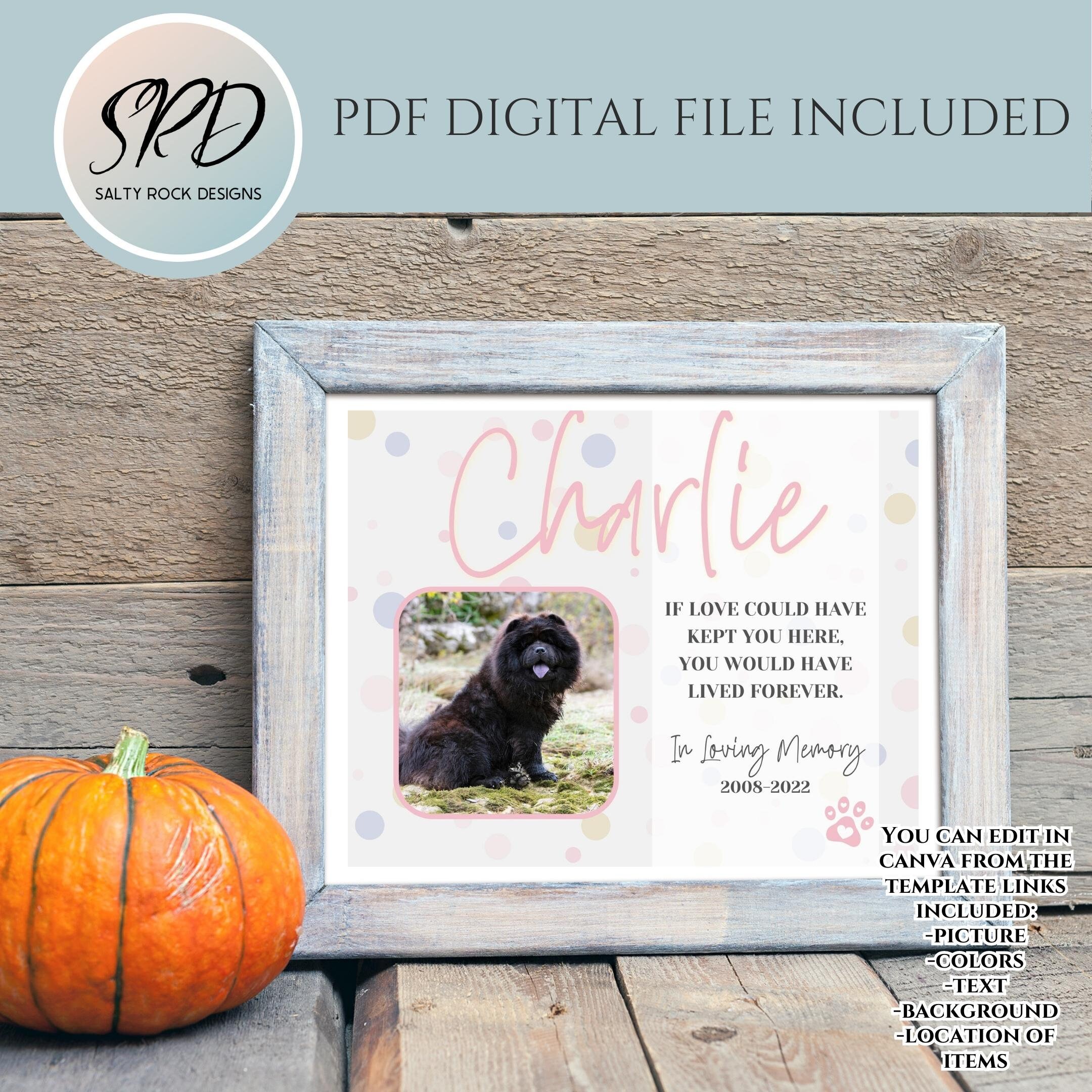 Pet Memorial Printable, Editable Pet Memorial File, Editable Pet ...