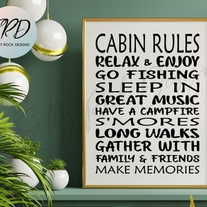 Cabin Rules SVG, Cabin Theme Decor, Cabin Decor and Signs, Modern Cabin ...