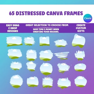 65 Distressed Canva Frames, Fillable Backgrounds, Drag and Drop Canva ...