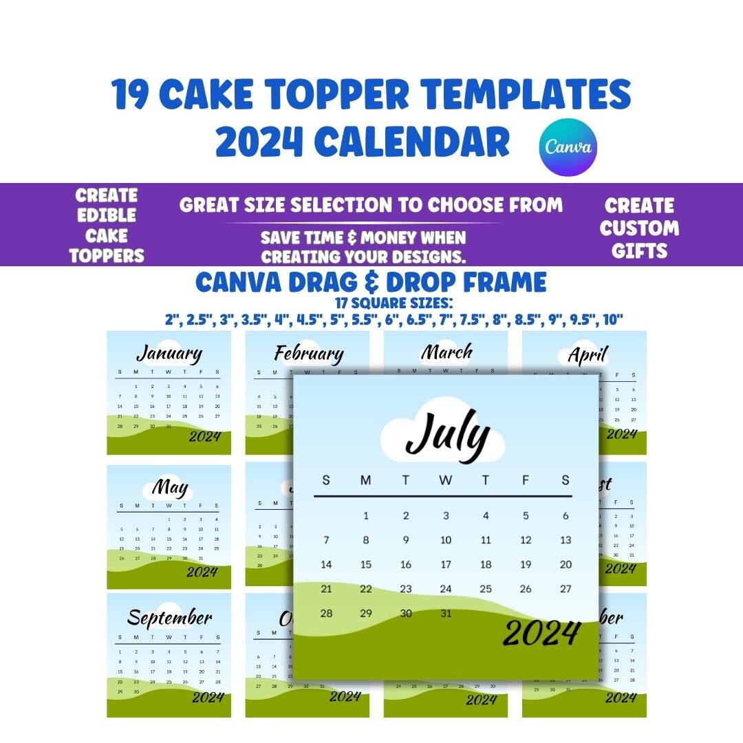 Cake Calendar, Burn Away Cake Topper Calendar Template, Custom Сake ...