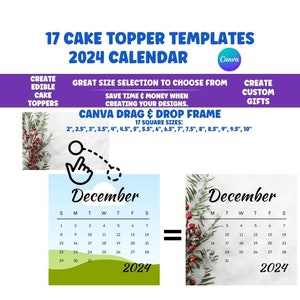 Cake Calendar, Burn Away Cake Topper Calendar Template, Custom Сake ...
