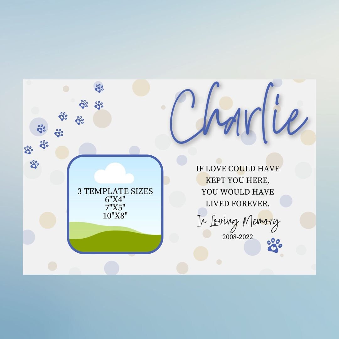 Pet Memorial Printable, Editable Pet Memorial File, Editable Pet ...