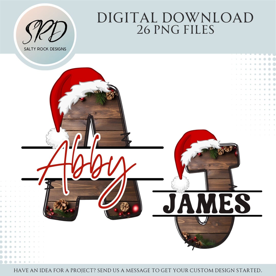 Split Christmas Monogram, Christmas Doodle Alphabet Set, Christmas ...