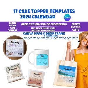 Cake Calendar, Burn Away Cake Topper Calendar Template, Custom Сake ...