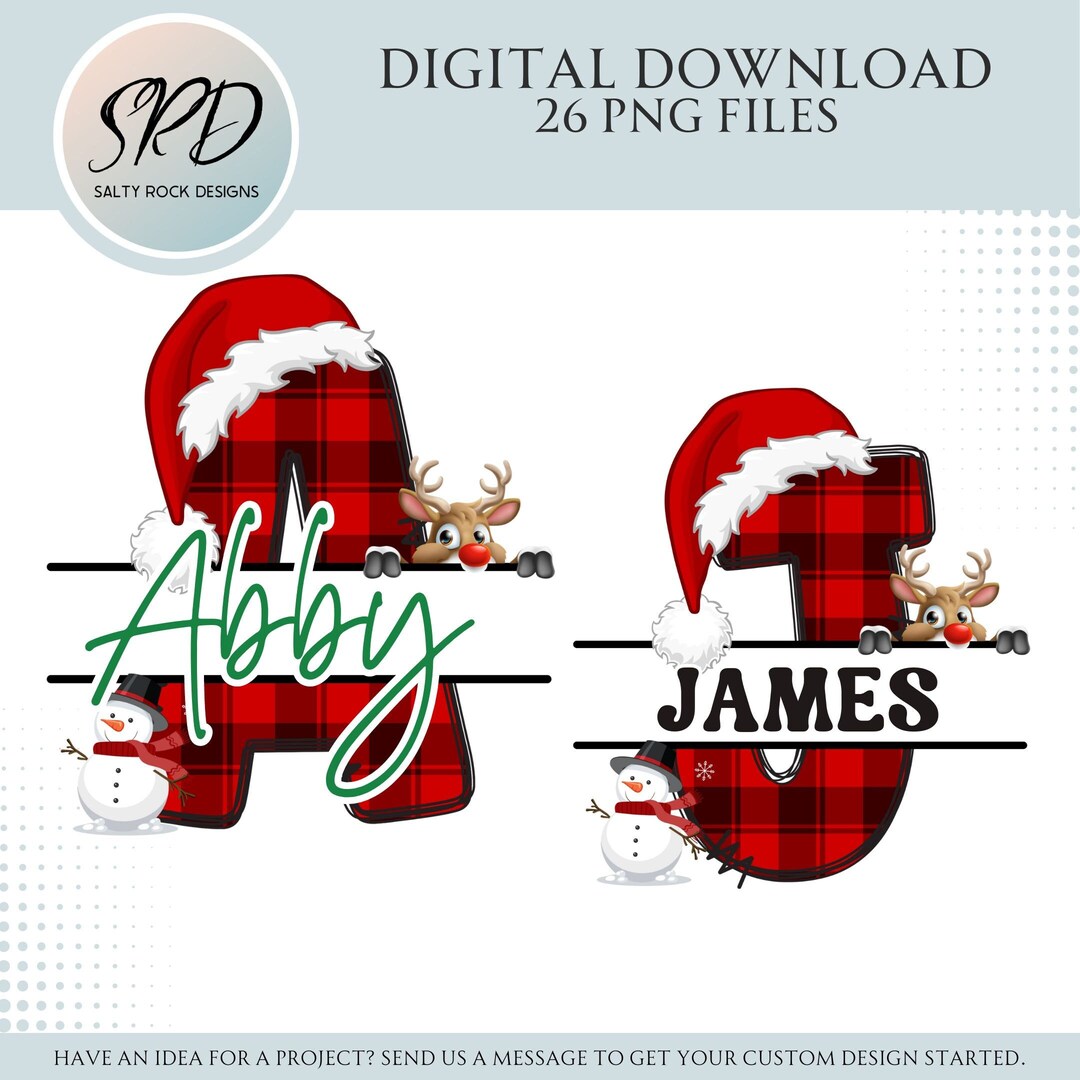 Split Christmas Monogram, Christmas Doodle Alphabet Set, Christmas ...