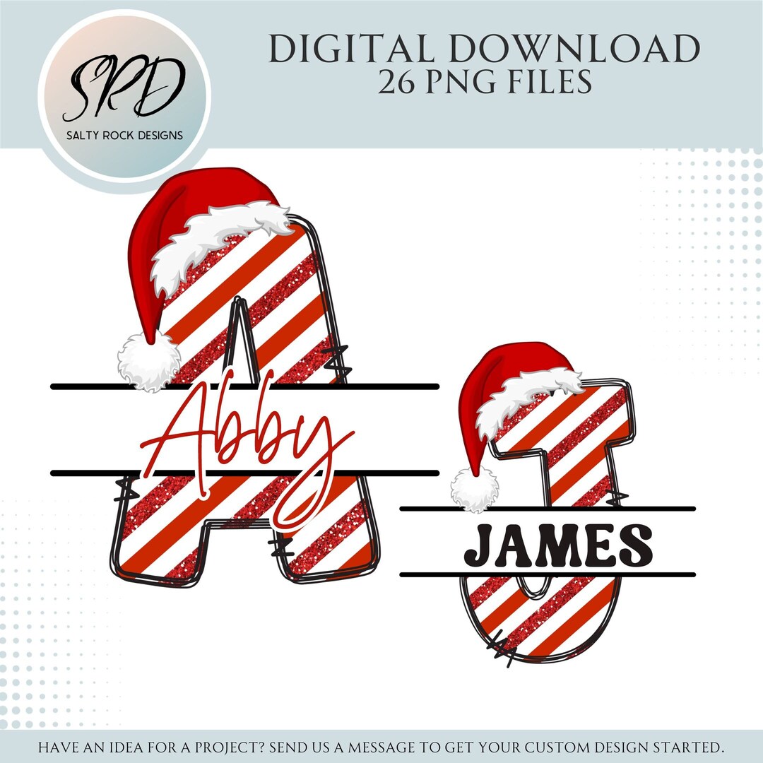Split Christmas Monogram, Christmas Doodle Alphabet Set, Christmas ...