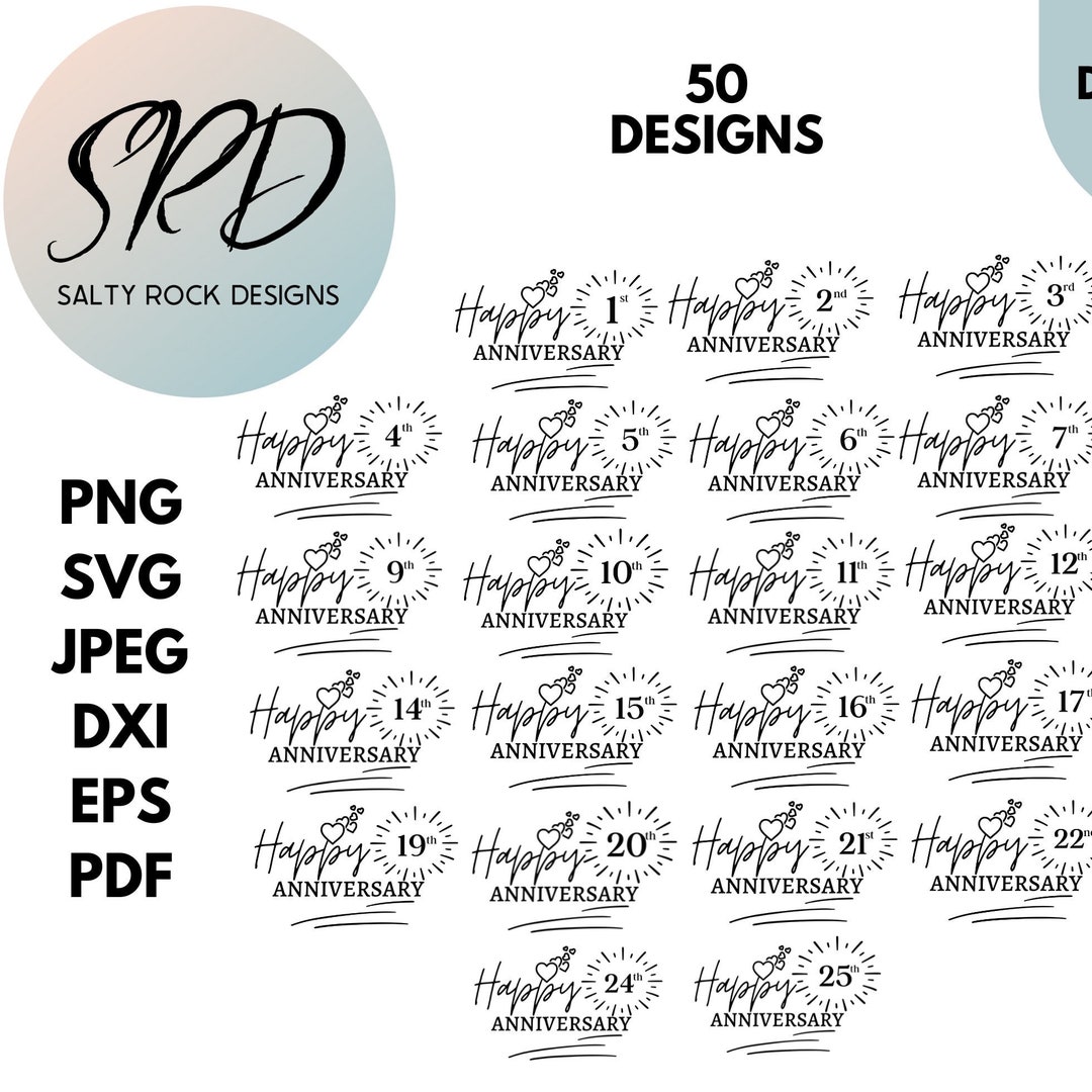 50 Designs Anniversary Digital Bundle, Milestone Anniversary Bundle ...