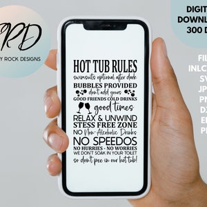 Hot Tub Rules Svg, Hot Tub SVG, Cricut, Silhouette, Digital Cut Files ...