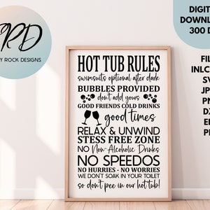 Hot Tub Rules Svg Hot Tub SVG Cricut Silhouette Digital - Etsy Canada