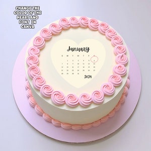 Cake Calendar, Burn Away Cake Topper Calendar Template,custom Heart ...